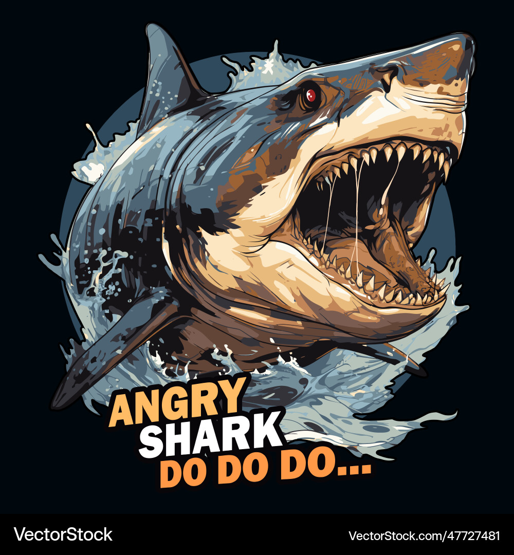Shark artwork very ferocious and angry Royalty Free Vector