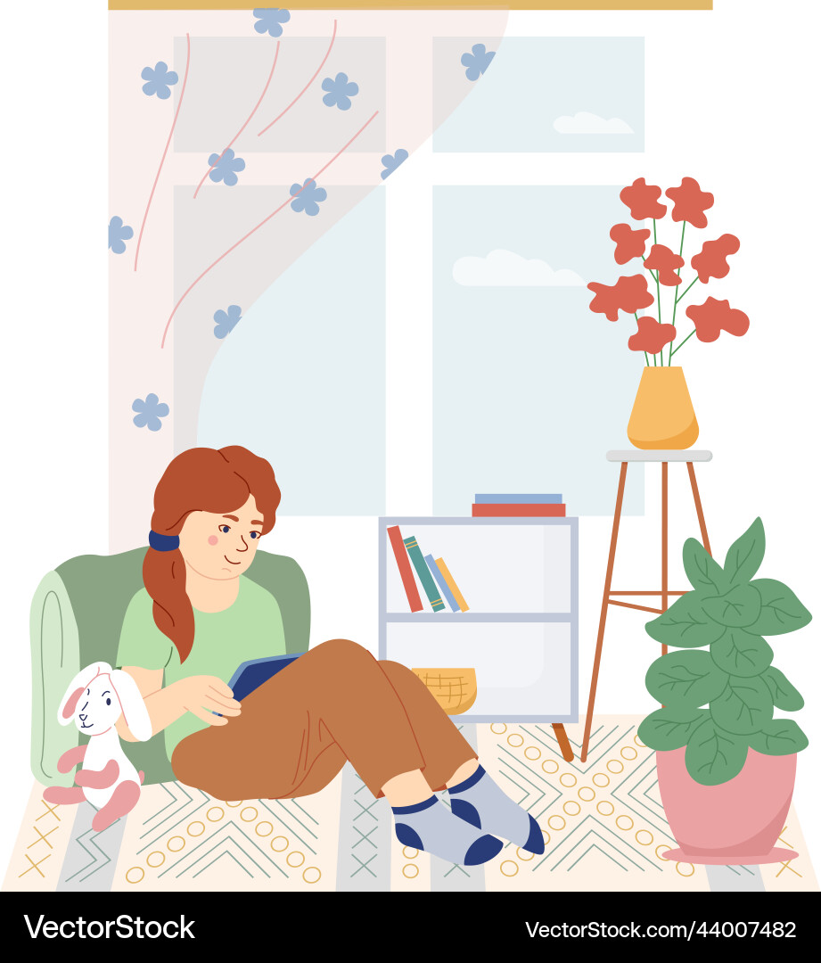 Childish daily routine flat composition Royalty Free Vector
