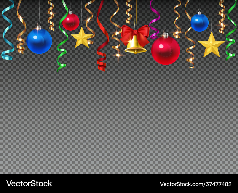 Christmas decoration transparent composition Vector Image
