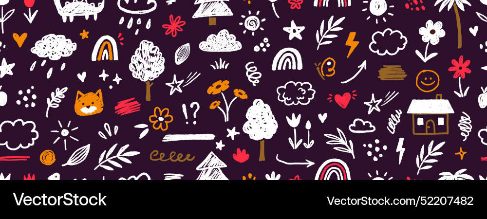 Cute kid child element seamless pattern Royalty Free Vector