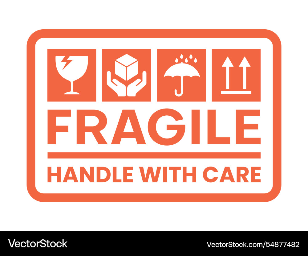 Fragile Handle With Care Sticker Royalty Free Vector Image