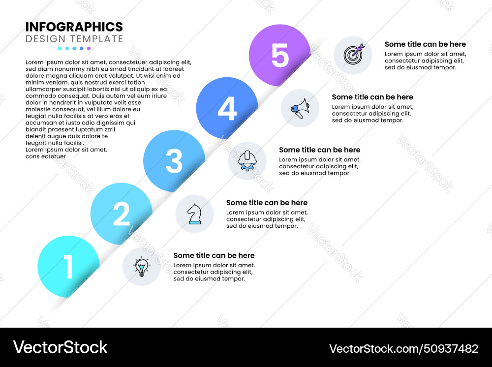 Infographic template chart with 5 circles Vector Image