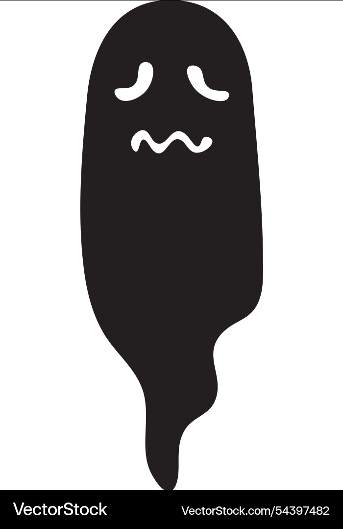 Melting black ghost with sad expression conveying Vector Image