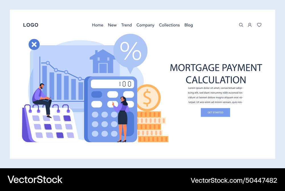 Mortgage payment calculation concept flat Vector Image