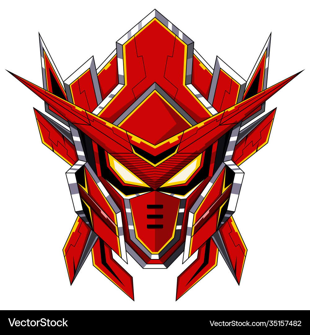 Red robot head mascot logo design Royalty Free Vector Image