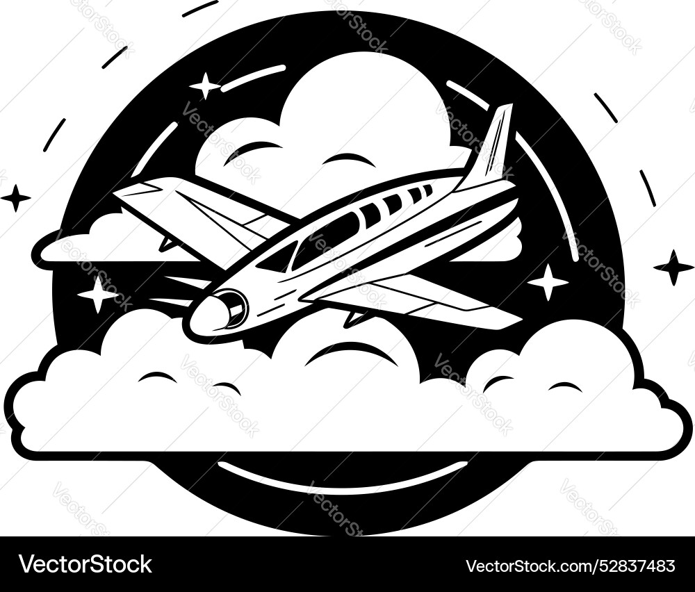 Airplane artistry sketchy aviation emblem doodle Vector Image