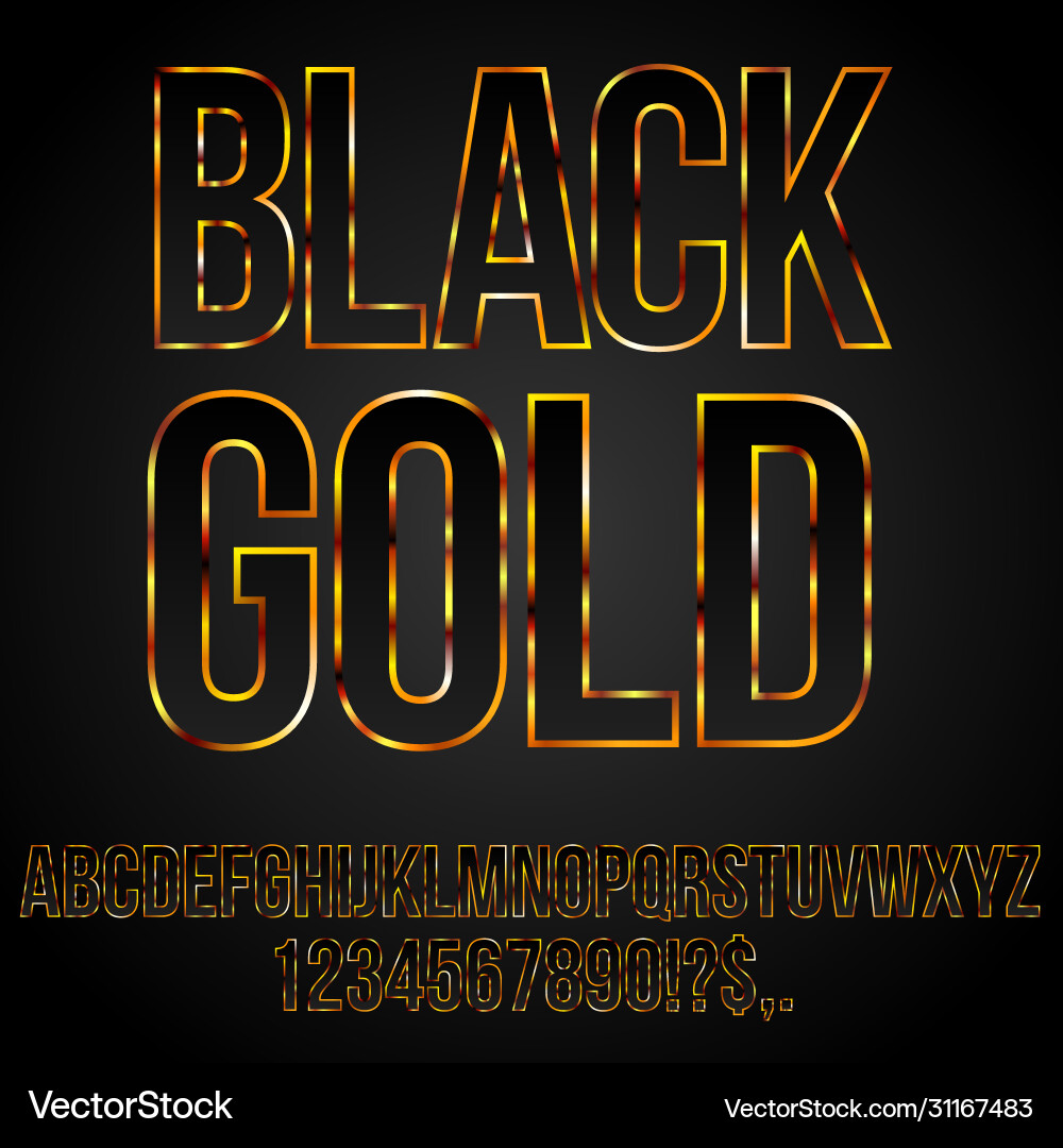 Black gold font Royalty Free Vector Image - VectorStock