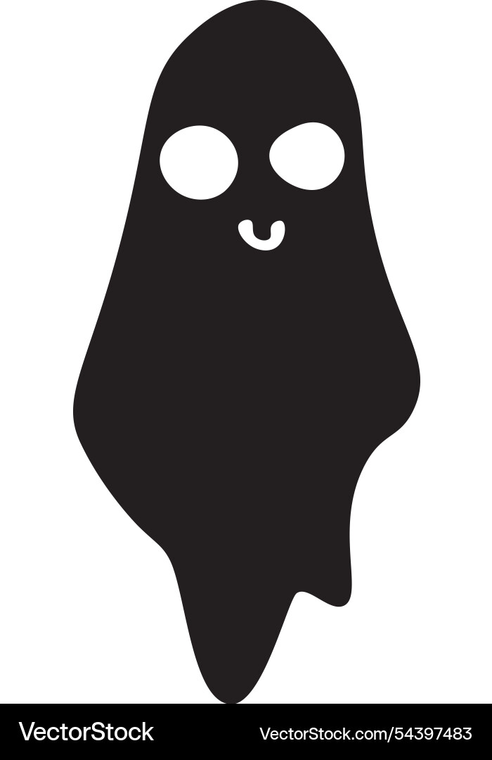 Cute black ghost with a big smile on white Vector Image