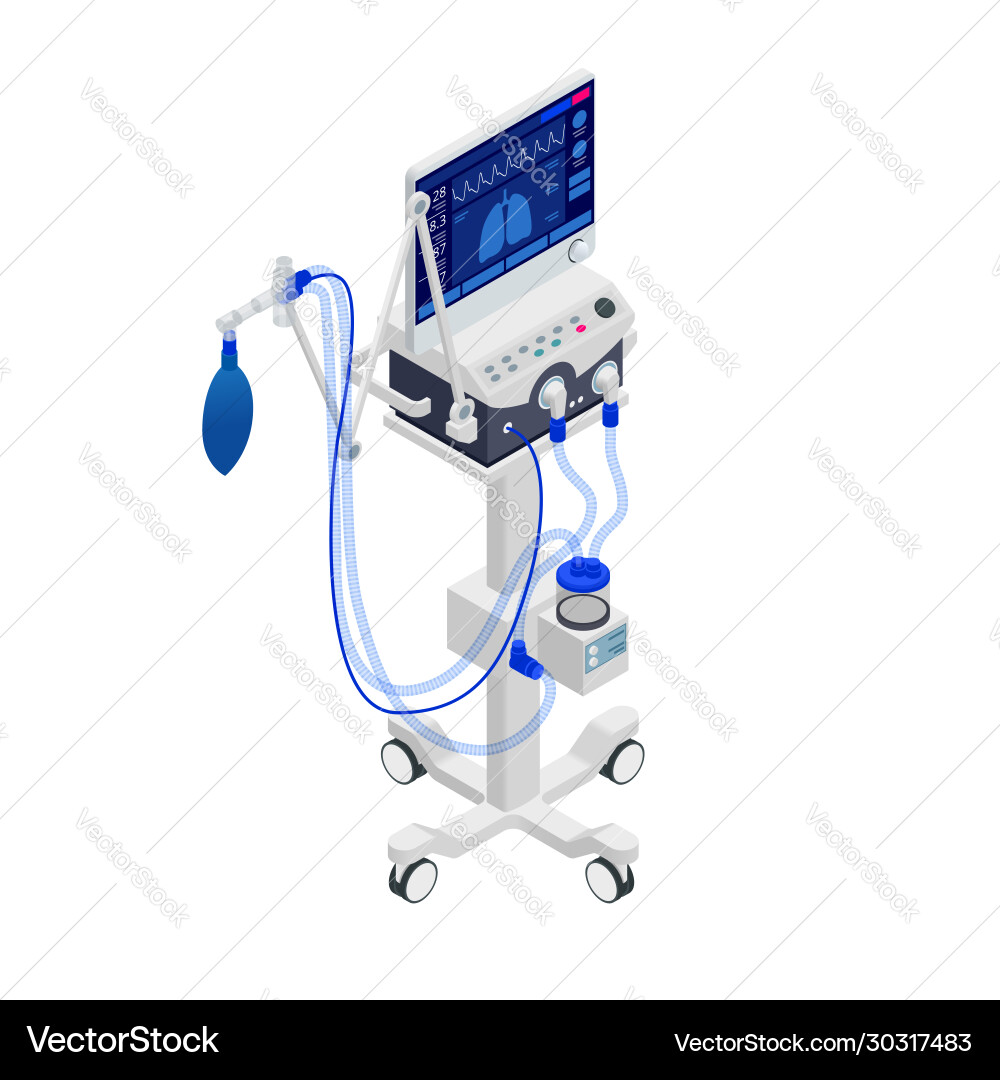 Isometric ventilator medical machine designed Vector Image