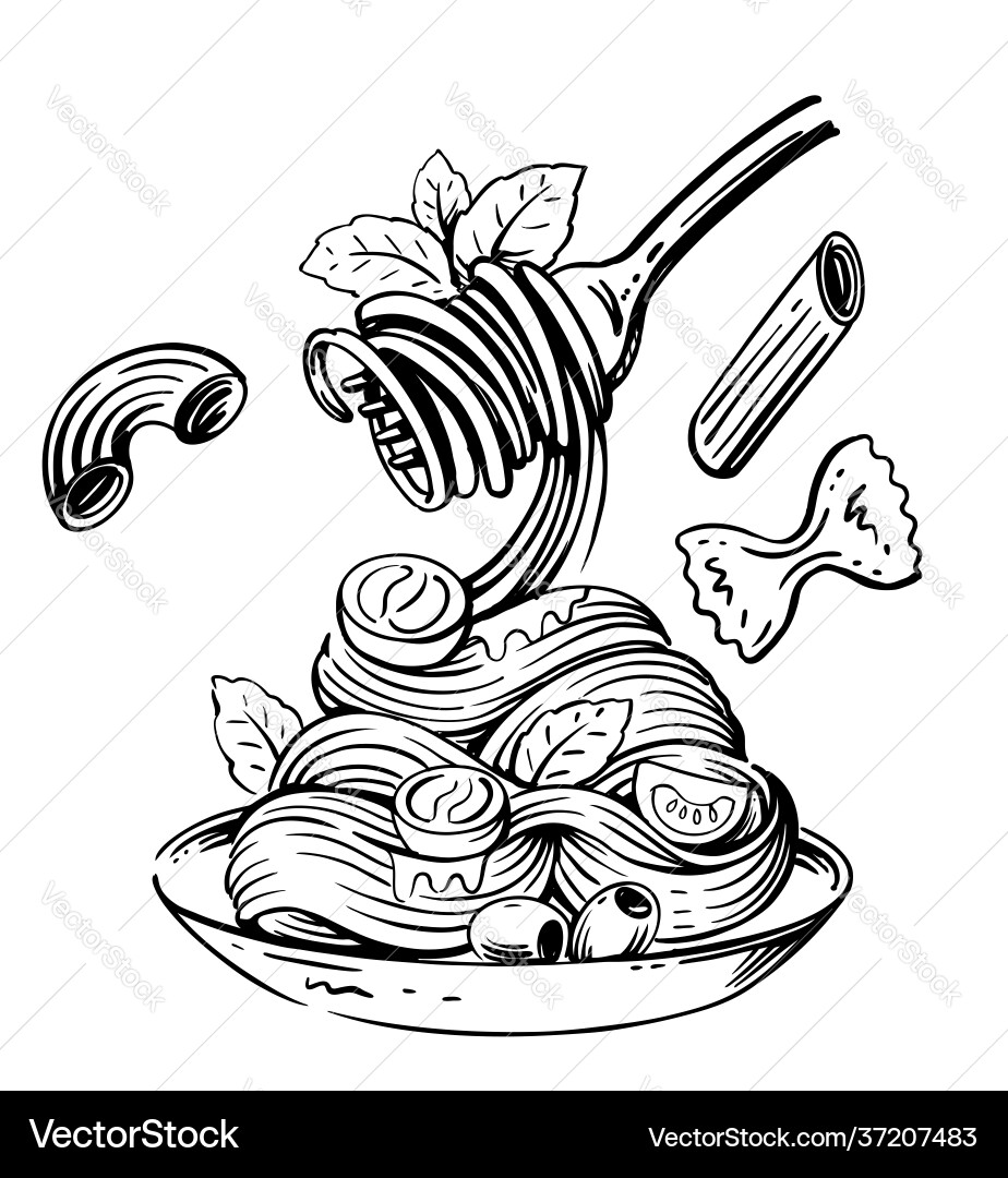Italian Pasta Sketch Royalty Free Vector Image