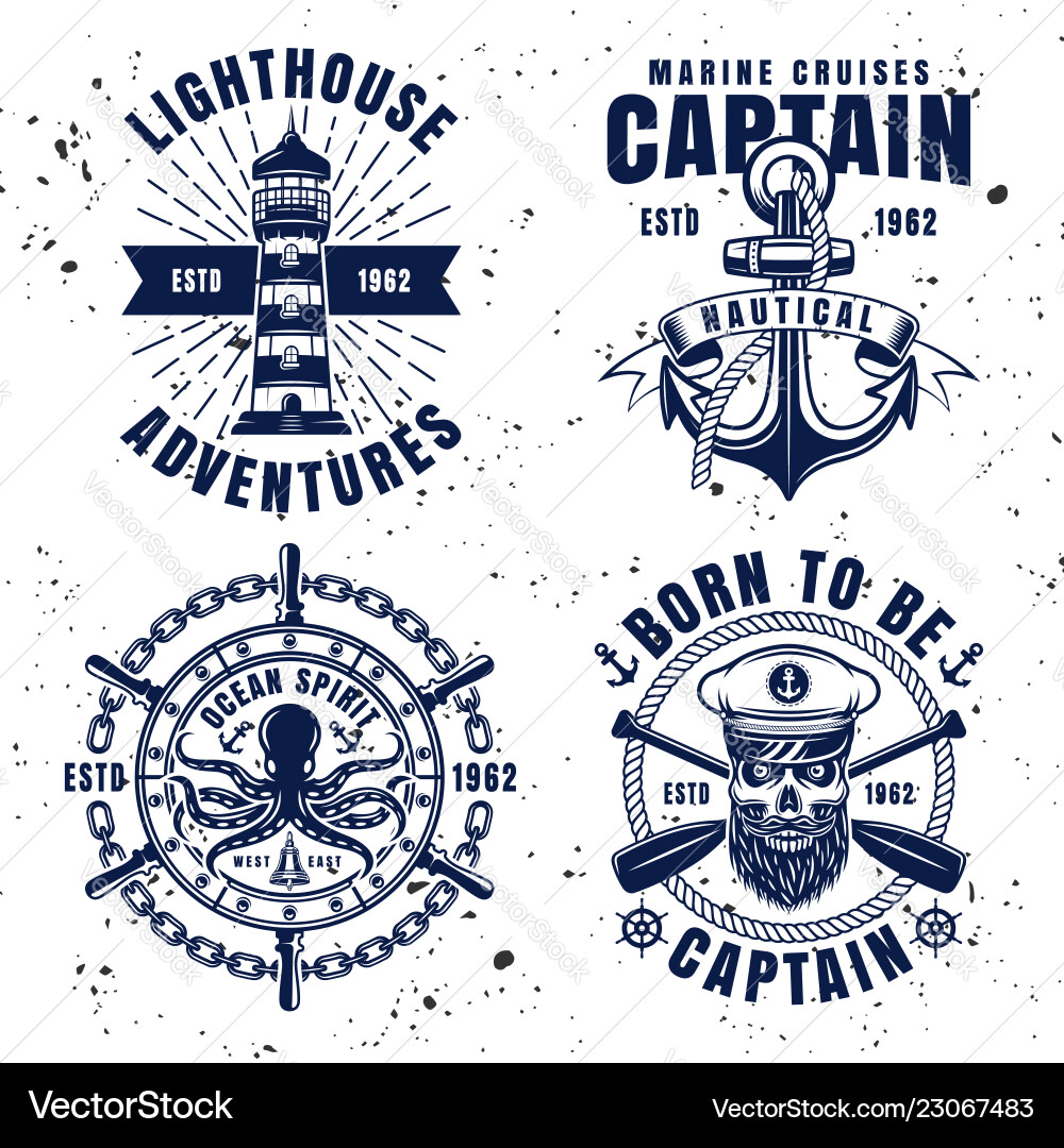 Maritime set emblems in vintage style Royalty Free Vector