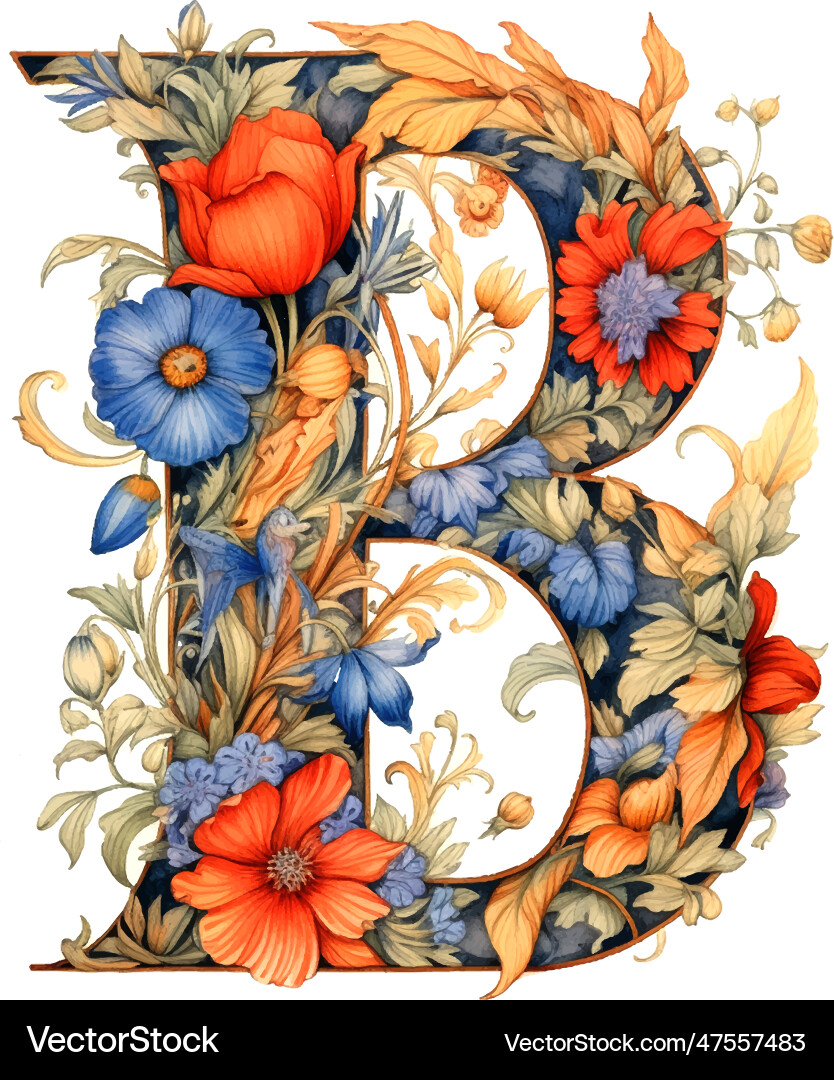 Modern monogram b watercolor great design for any Vector Image