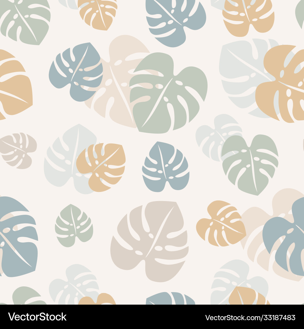Monstera leaf seamless pattern design Royalty Free Vector