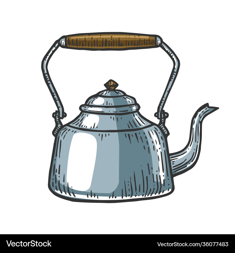 Old Teapot Sketch - Scratch Board Style Royalty Free Vector
