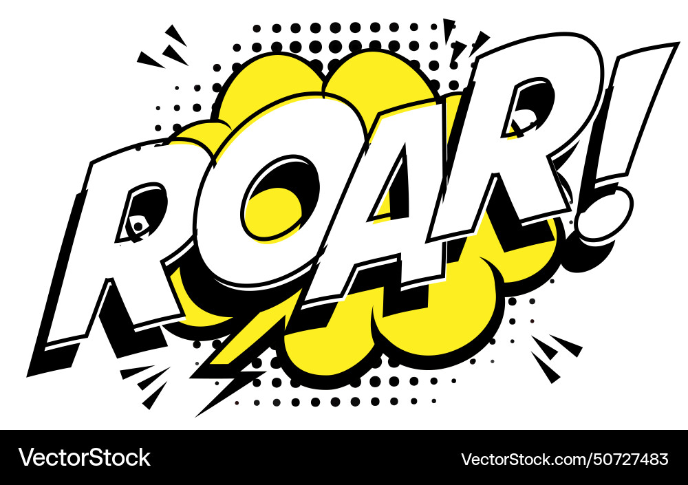 Roar comic text with pop art style Royalty Free Vector Image