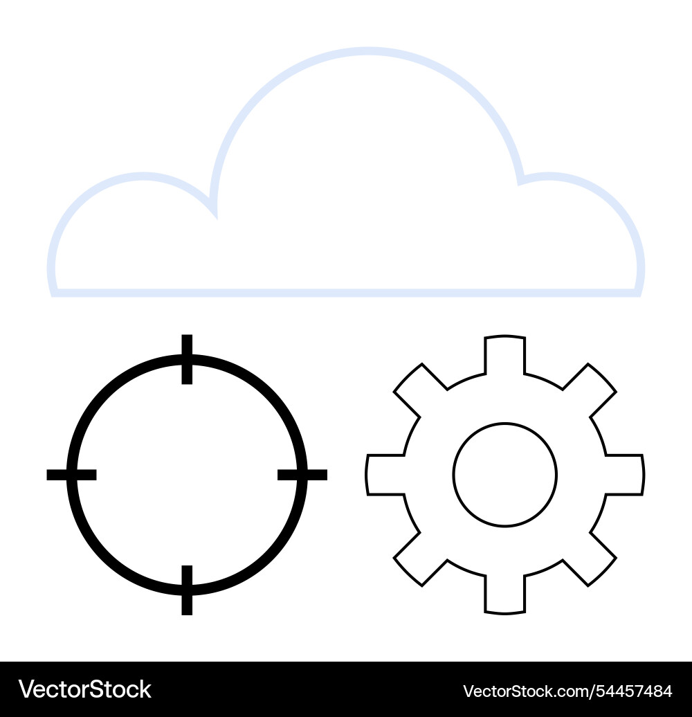 Cloud Computing-Integration mit Ziel und Getriebe Vektorbild