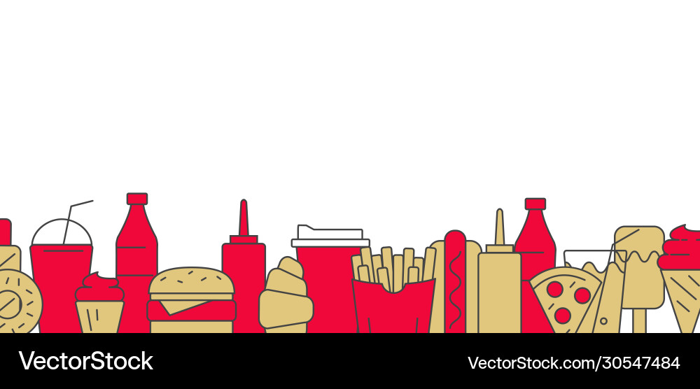 Fast food and drinks menu items Royalty Free Vector Image