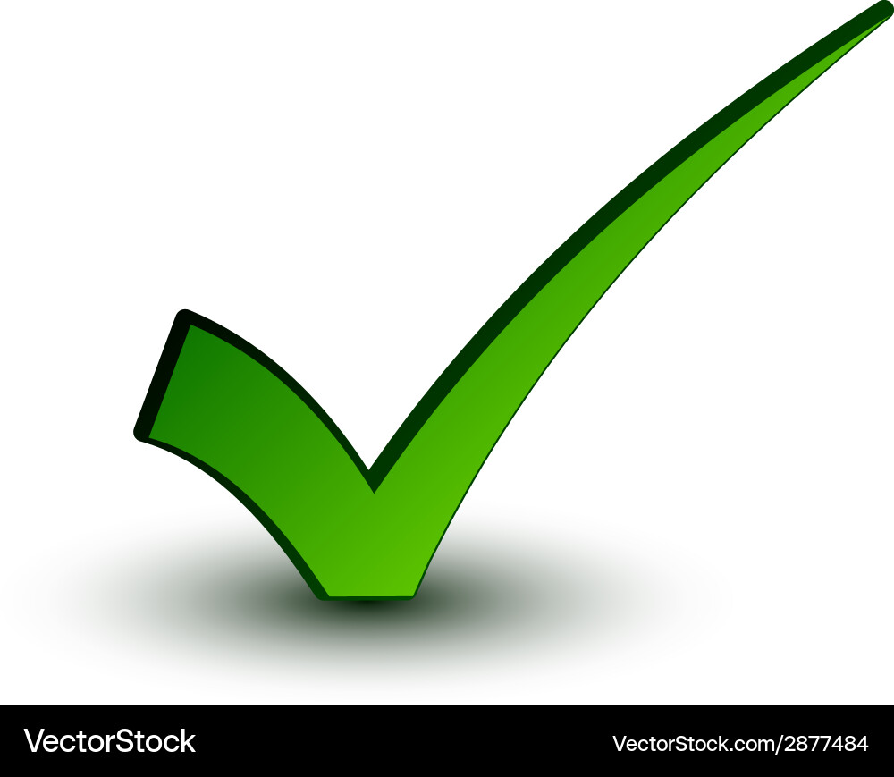 Green positive checkmark Royalty Free Vector Image