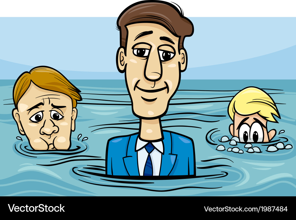 Head above water saying cartoon Royalty Free Vector Image