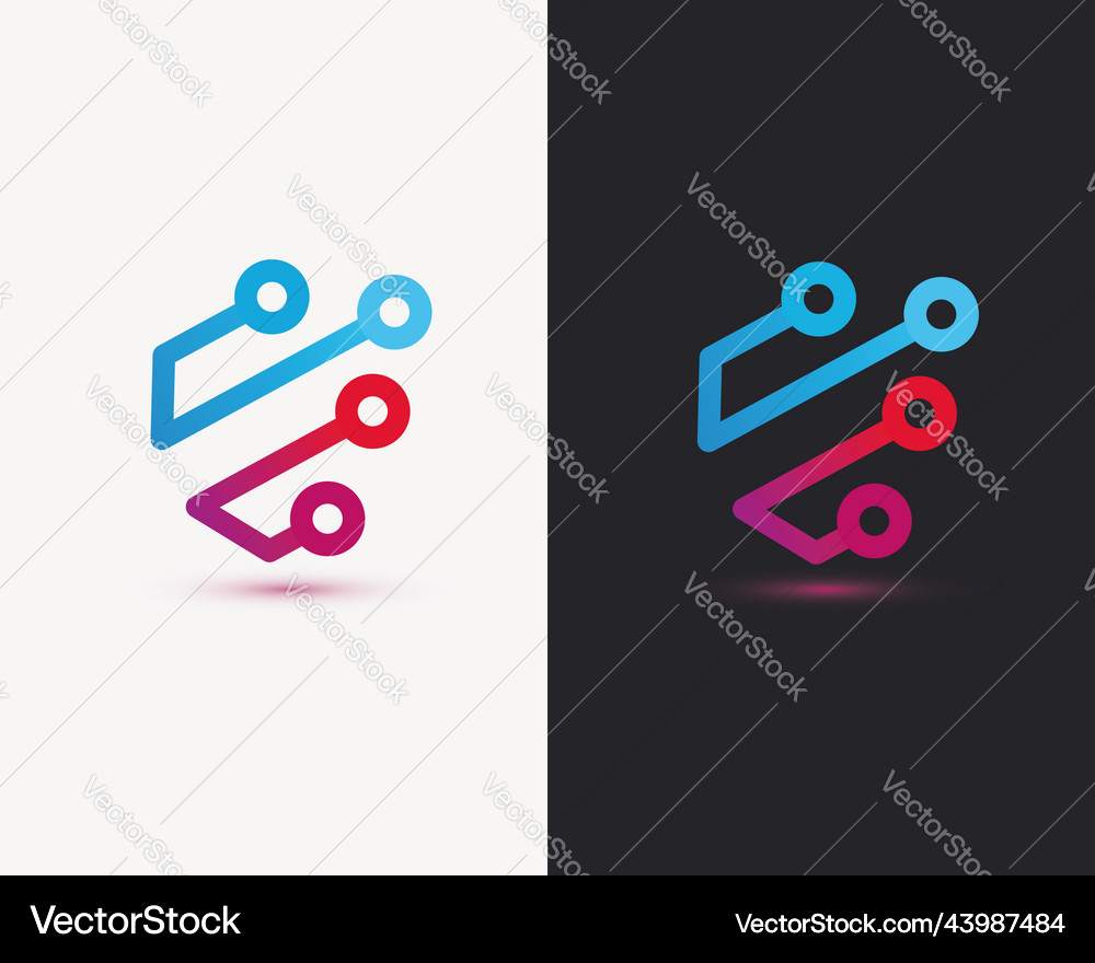 High tech stylized symbol flat digital logo Vector Image