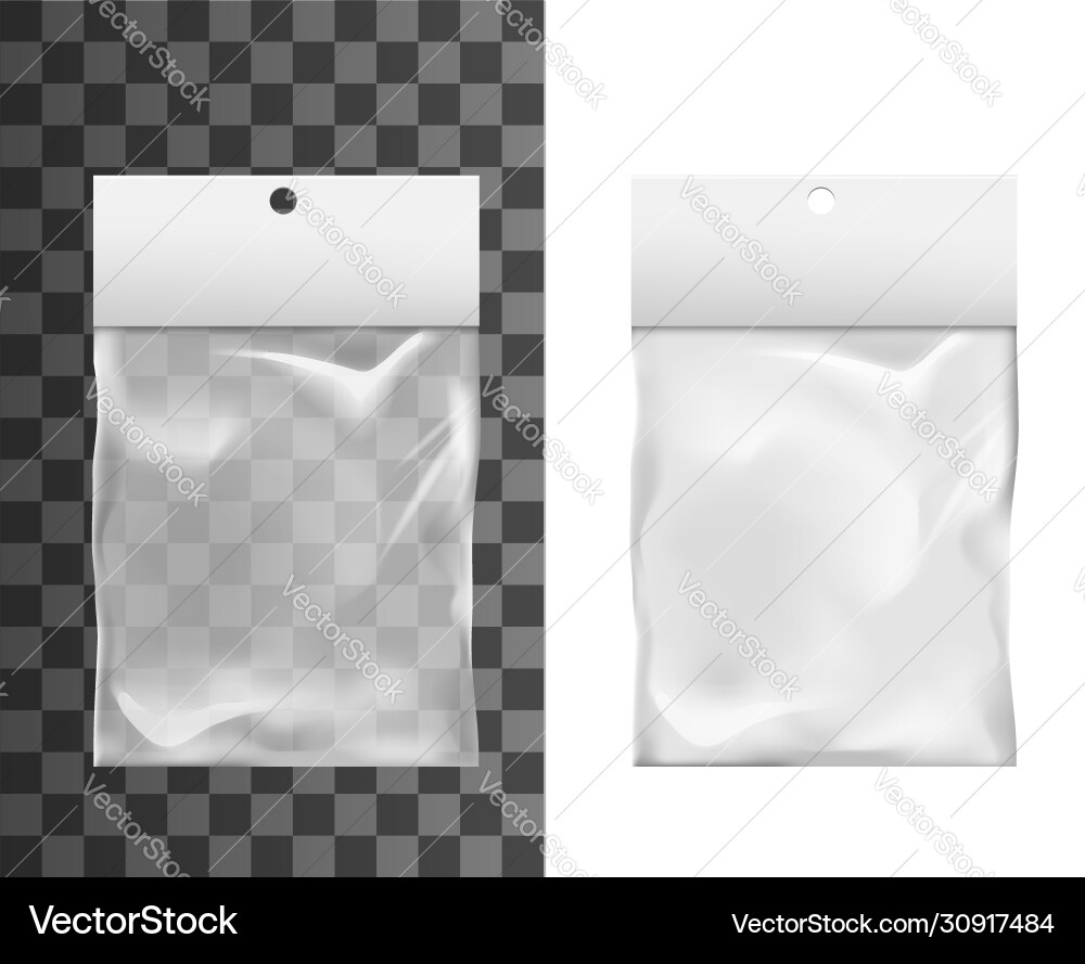 Realistic mockup plastic bag pouch with hole Vector Image