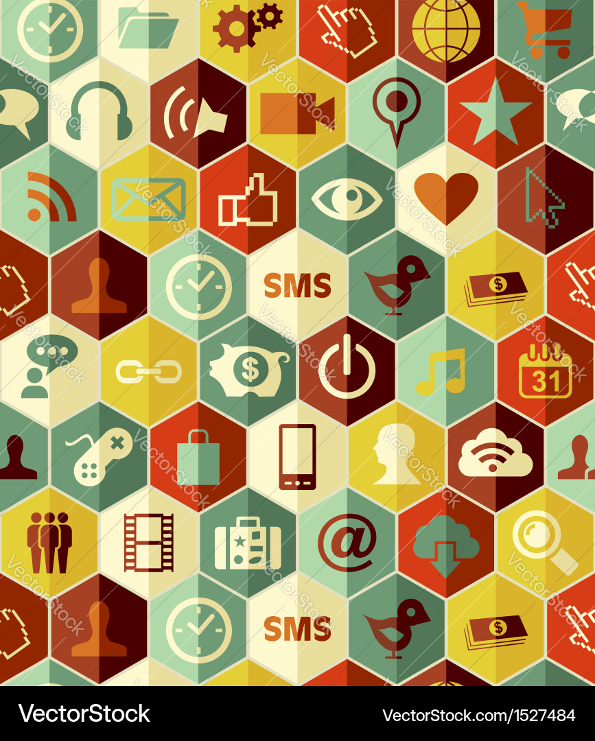 Social media flat icons seamless pattern Vector Image