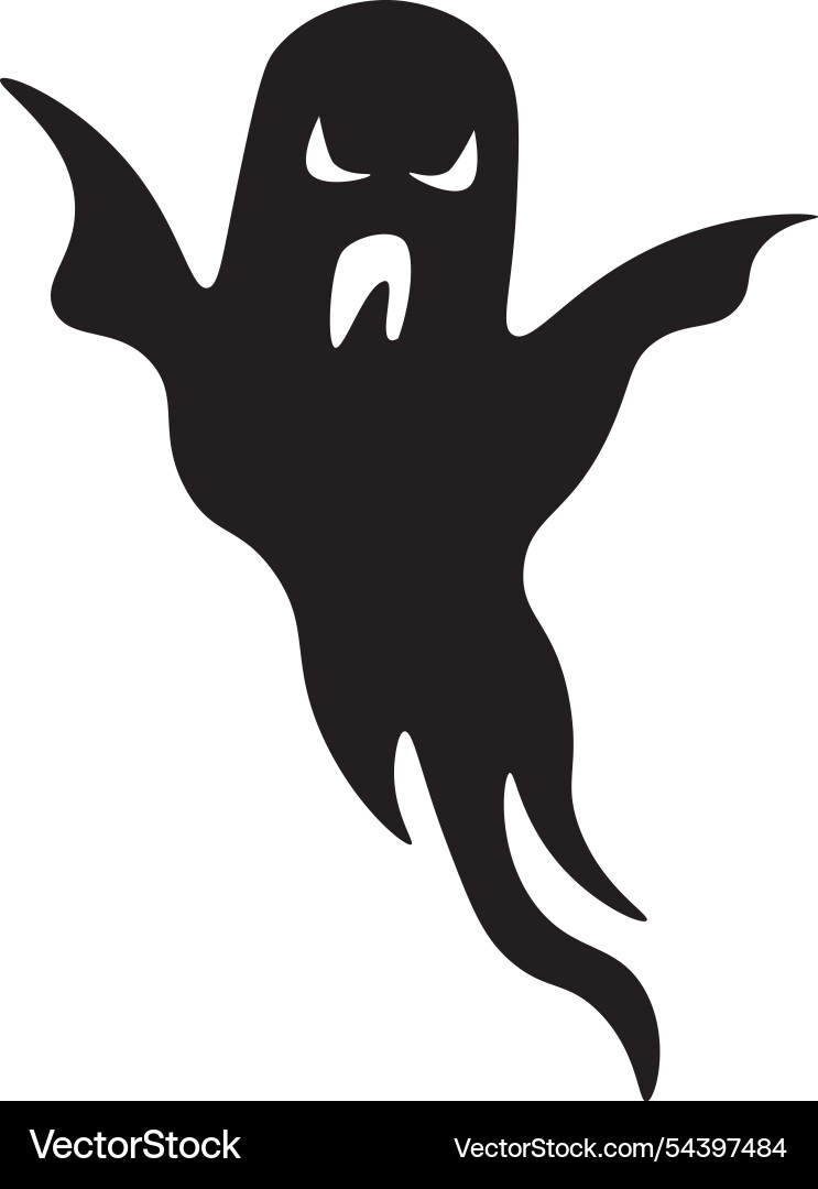 Spooky schwarzer Geist fliegend mit scharfen Zähnen