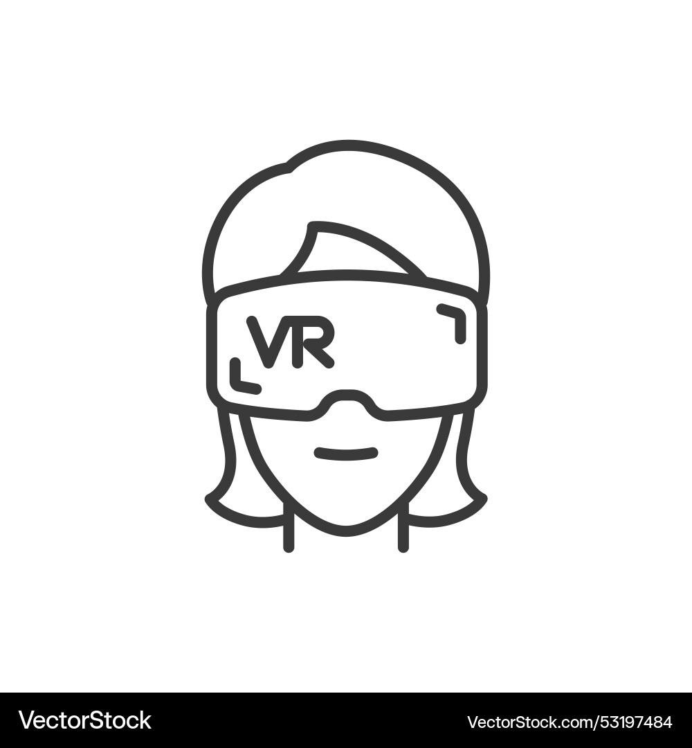 Woman with vr line icon Royalty Free Vector Image
