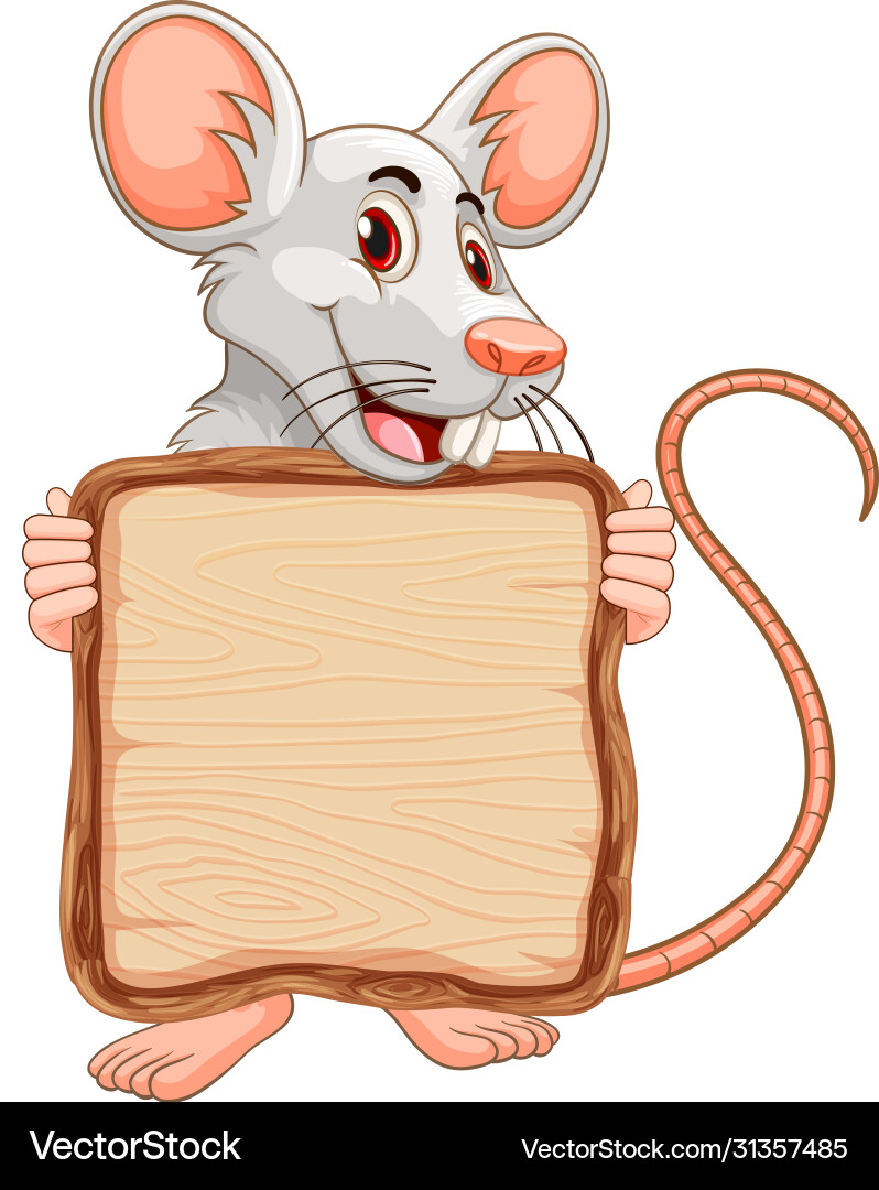 Board template with cute mouse on white background