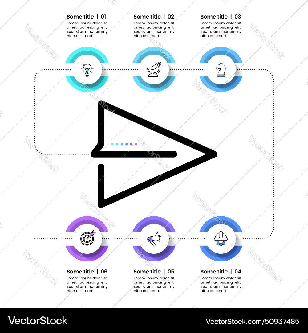 Infographic template paper plane with line and 6 Vector Image