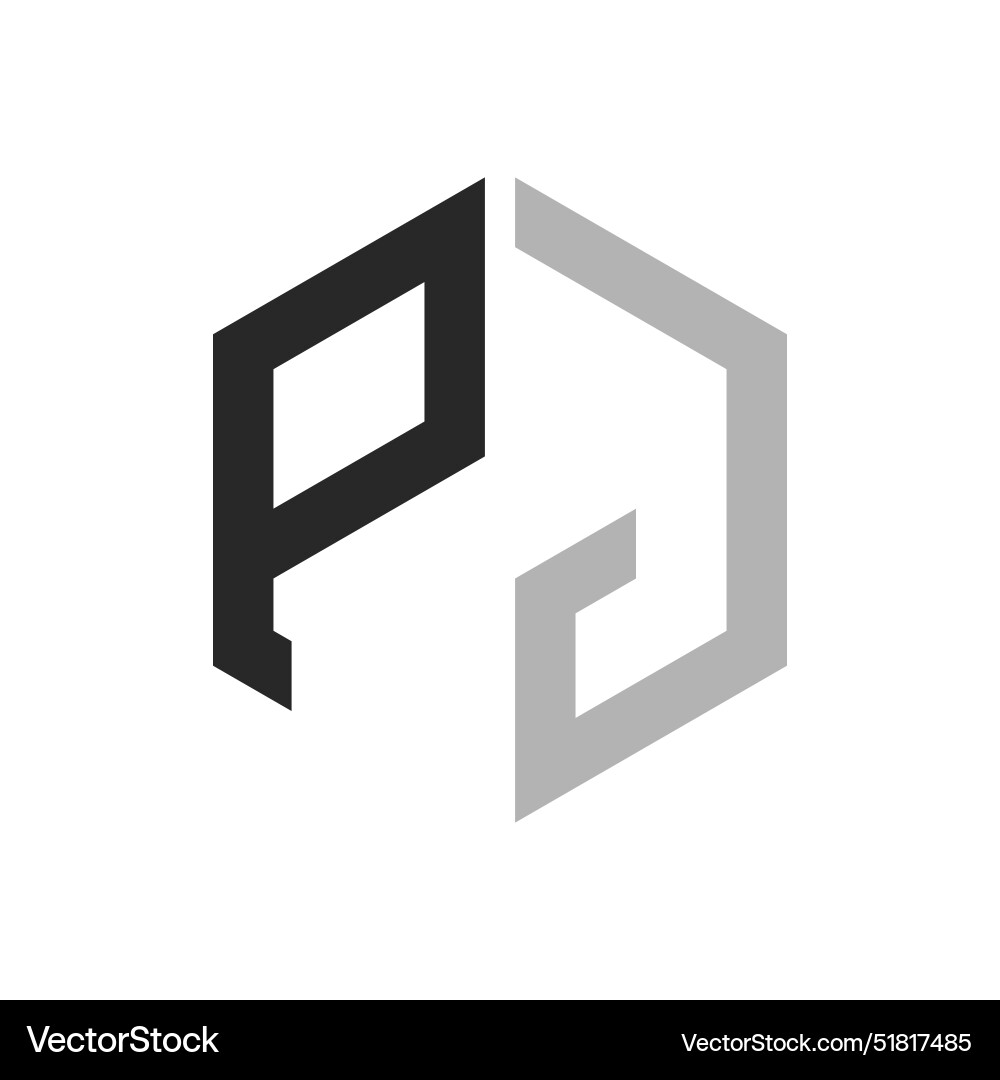 Modern unique hexagon letter pj logo design Vector Image