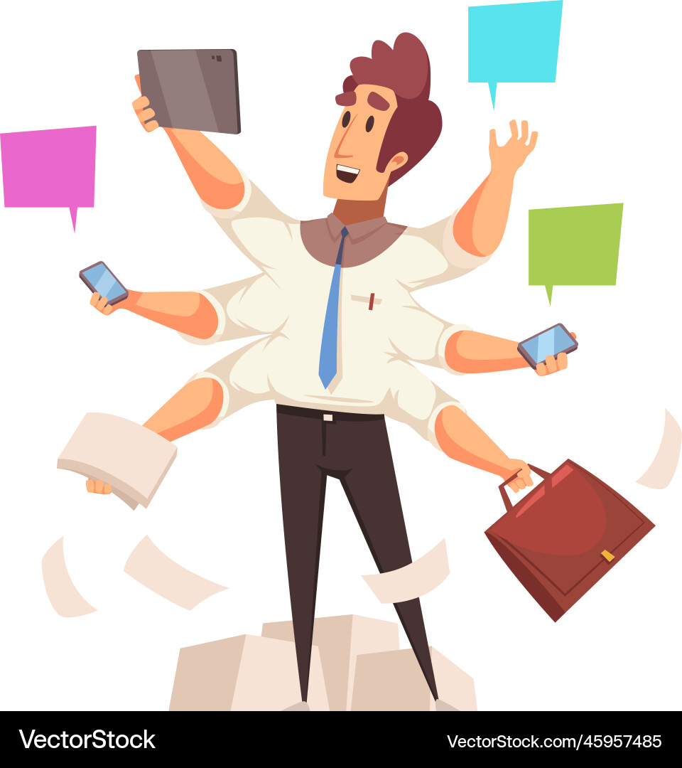 Multi tasking hands composition Royalty Free Vector Image