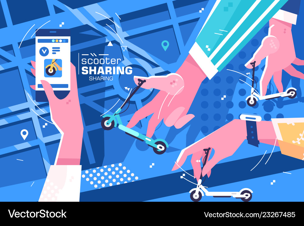 Scooter sharing online system Royalty Free Vector Image