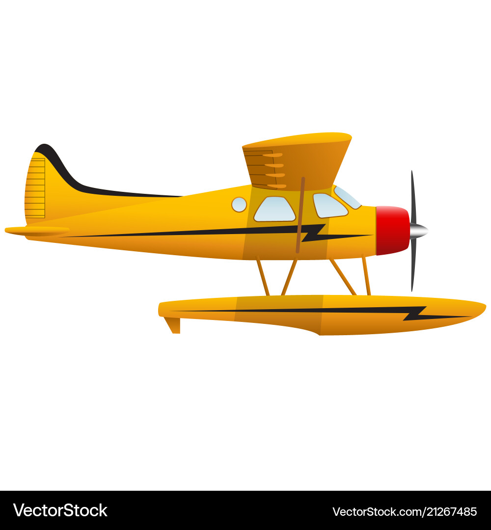 Yellow seaplane airplane on white background Vector Image