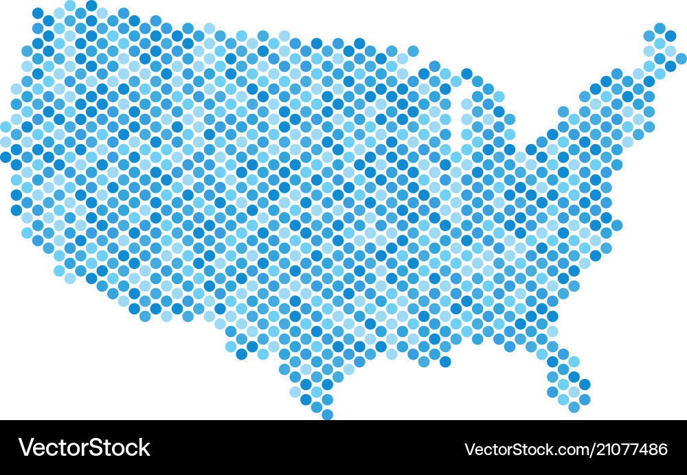 Blue dot usa map Royalty Free Vector Image - VectorStock