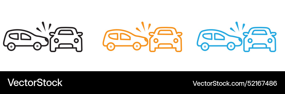 Car side crash icon logo set collection for web Vector Image