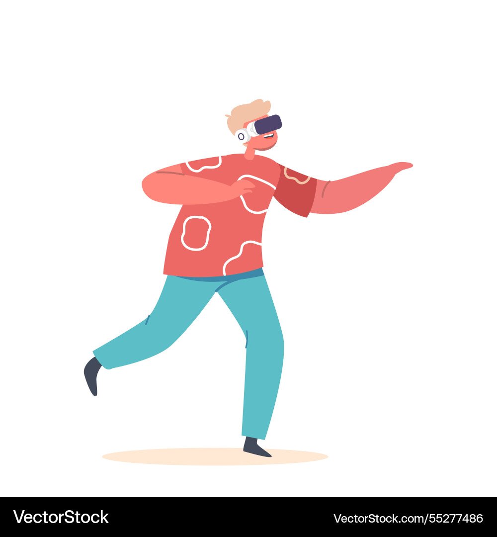 Child in vr goggles playing virtual reality game Vector Image