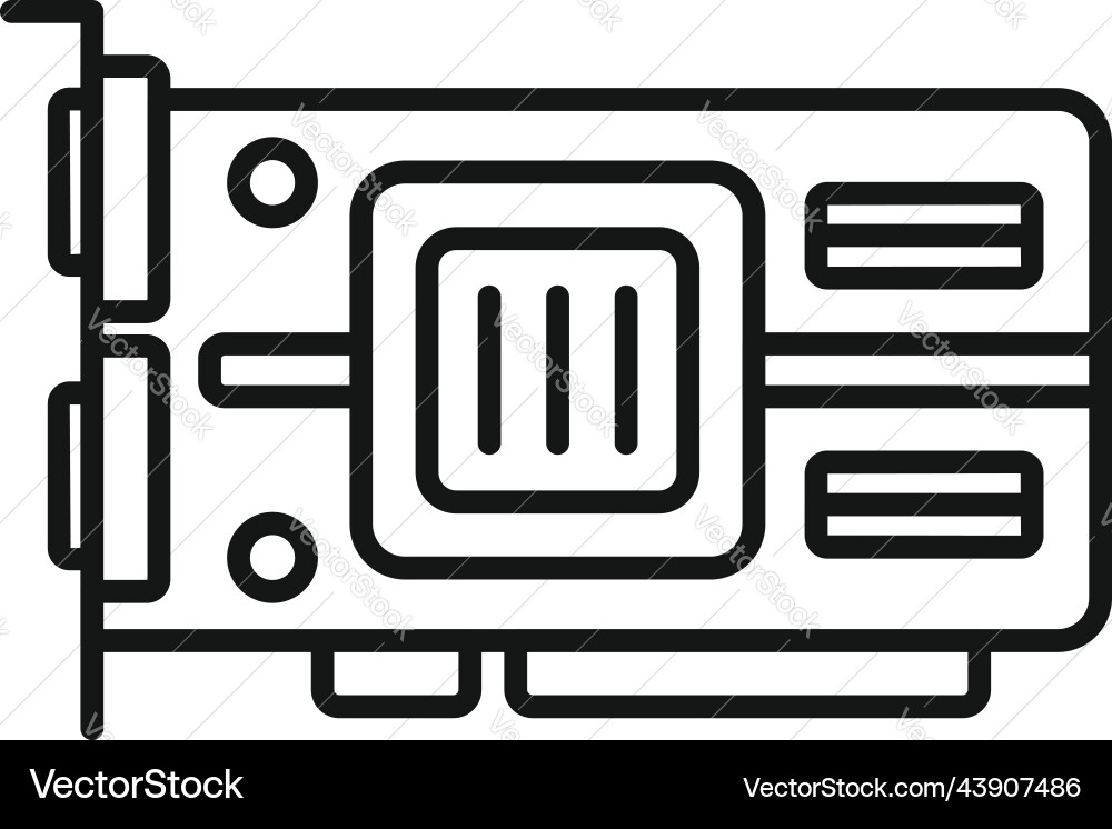 Cpu video card icon outline computer gpu Vector Image Cpu video card icon outline computer gpu Vector Image