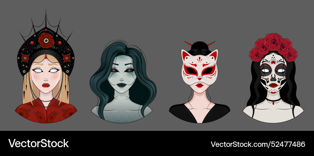 Creepy girl set for halloween Royalty Free Vector Image
