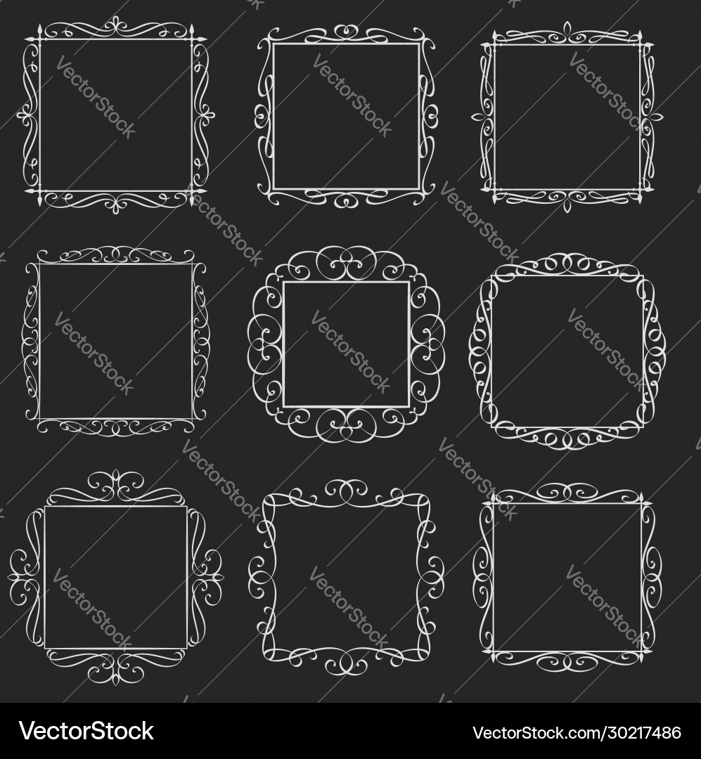 Flourishes square frames Royalty Free Vector Image