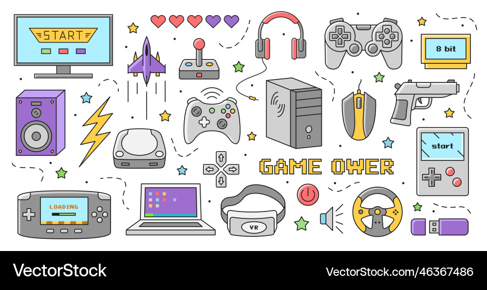 Game items set Royalty Free Vector Image - VectorStock