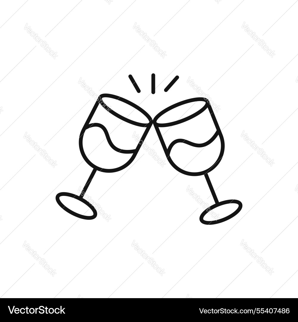 Glass-cheers icon simple thin line Royalty Free Vector Image