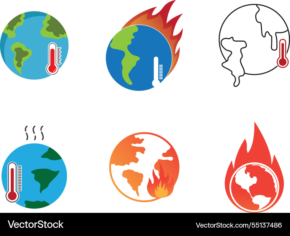 Global warming logo design template Royalty Free Vector