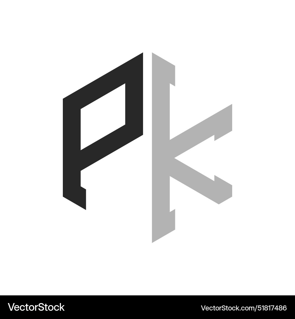 Modern unique hexagon letter pk logo design Vector Image