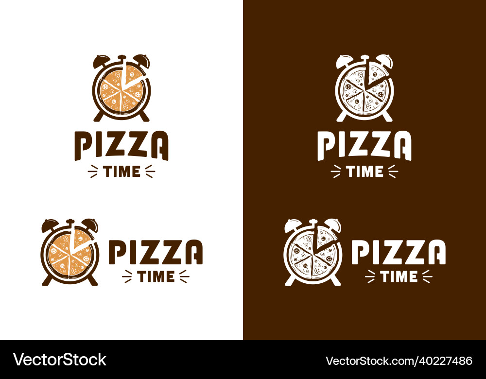 Pizza with clock time logo design template Vector Image