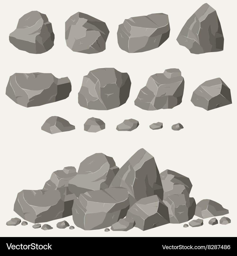 Rock stone set Royalty Free Vector Image - VectorStock