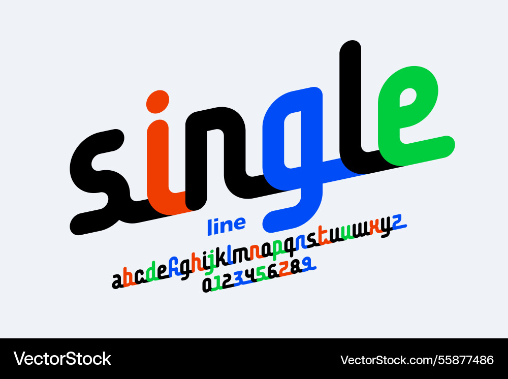Single line font design alphabet letters Vector Image