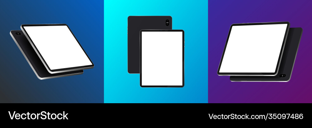 Tablet mockups 3d realistic gadgets Royalty Free Vector
