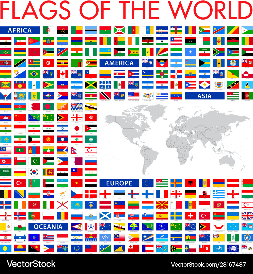 All world flags - icon set Royalty Free Vector Image