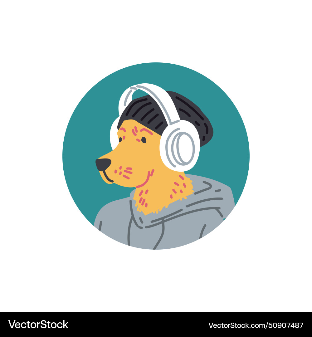 Dog with headphones music Royalty Free Vector Image